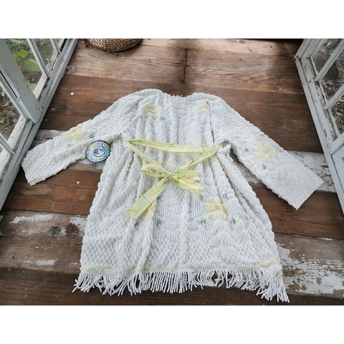 White Floral Chenille Robe Moon Gold Goods Handmade Vintage Upcycled ...