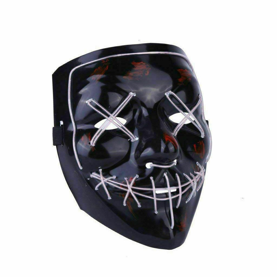 Halloween Clubbing Light Up LED Mask Costume Rave Cosplay Party Purge 3 ...