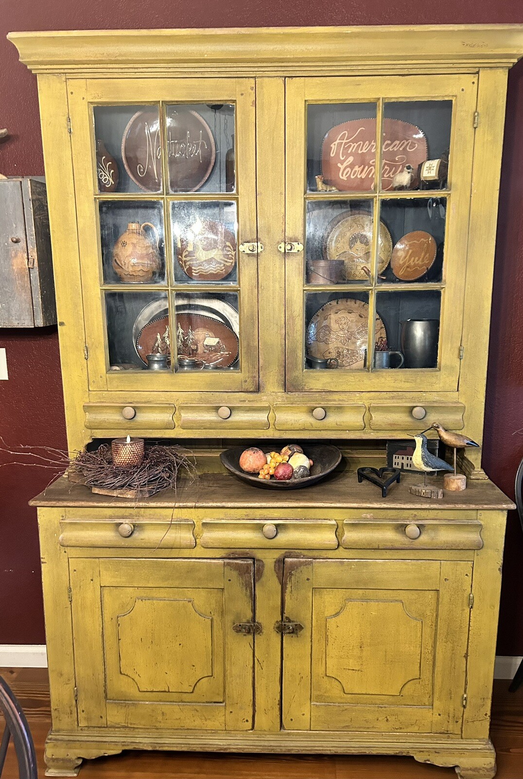 ANTIQUE PRIMITIVE EARLY AMERICAN STEPBACK CUPBOARD | eBay