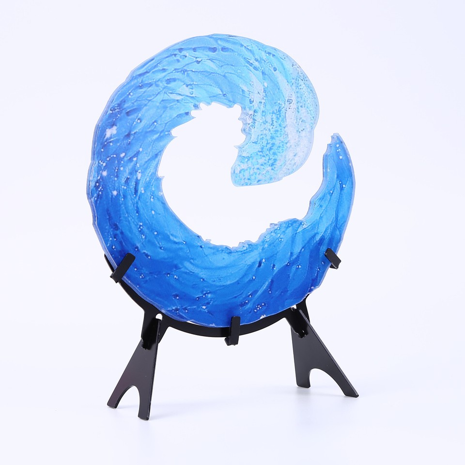 Acrylic Ocean Wave Sculpture Home Lifelike Blue Flower Figurine ...