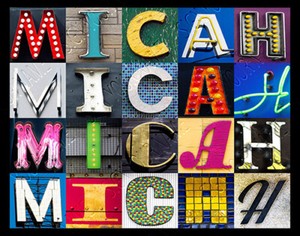 MICAH Name Poster featuring photos of actual sign letters | eBay