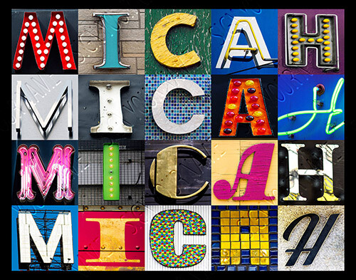 MICAH Name Poster featuring photos of actual sign letters | eBay