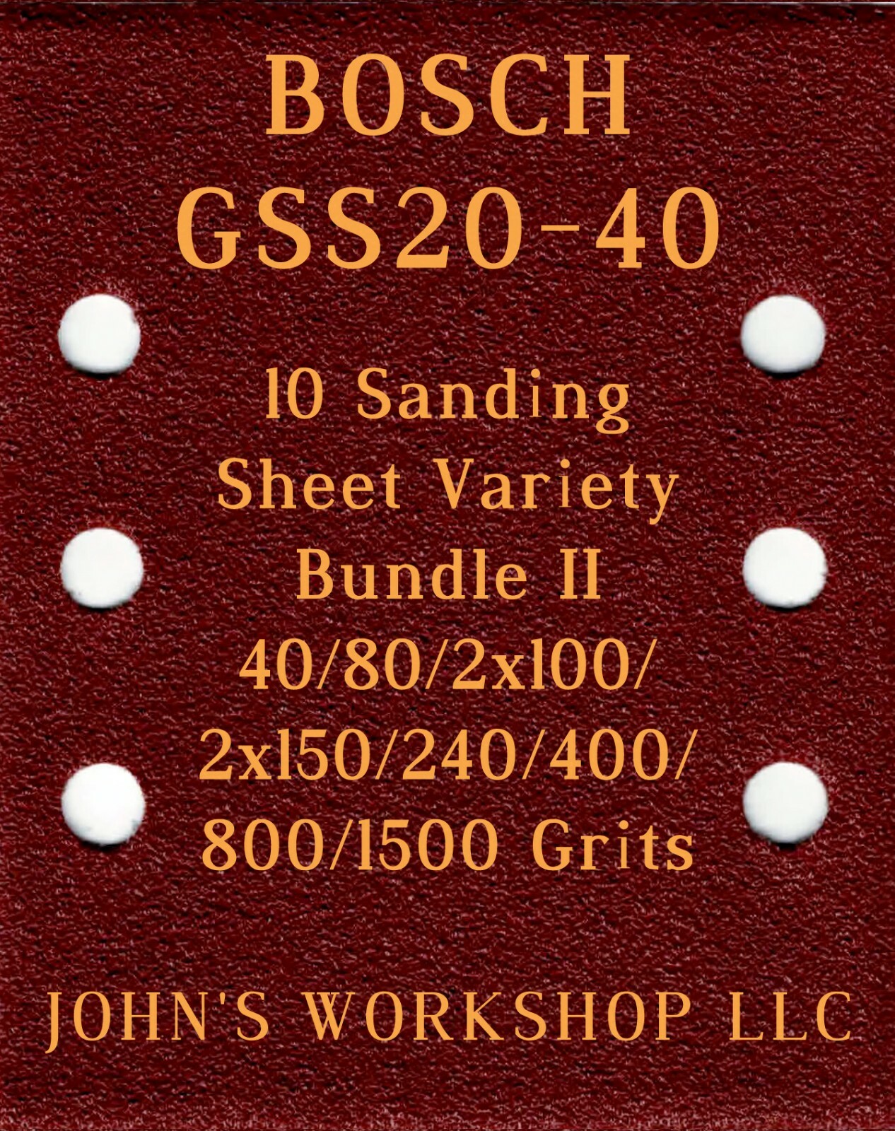 BOSCH GSS20-40 - 40/80/100/150/240/400/800/1500 - 10pc Variety Bundle ...