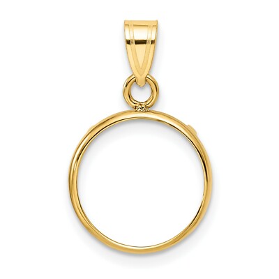 14k Yellow Gold Plain Edge Coin Bezel Pendant Prong Mounting - For ...
