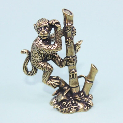Brass Monkey Figurine Statue Animal Figurines Toys House Desktop ...