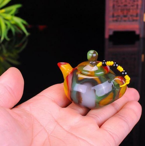 Natural Small Teapot Jade Jug White Green Red Jade Flagon Tea Set ...