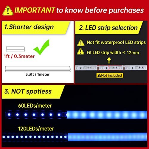10 Pack 1ft LED Strip Light Aluminum Channel w/ Cover, End Caps ...