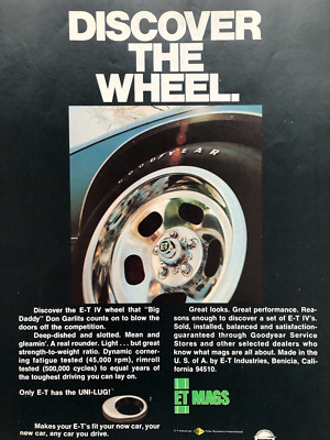 Vintage 1972 ET slot mag wheel auto parts original ad A095 | eBay