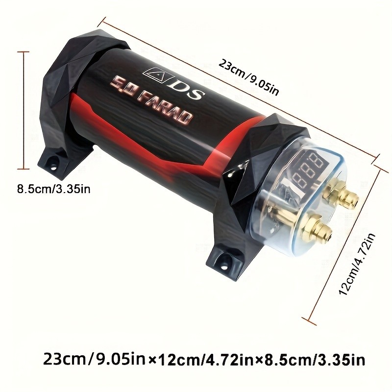5.0-Farad Capacitor Auto Car Audio Digital Voltage Power Subwoofer ...