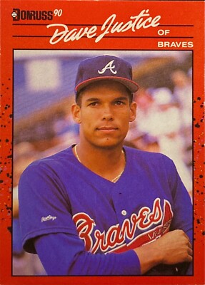 1990 Donruss RC #704 David Justice Braves Baseball Error Card Dot in ...