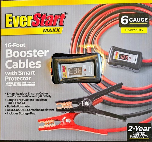 EverStart MAXX 16ft Heavy Duty Gauge Smart Booster Cables w/Protector ...