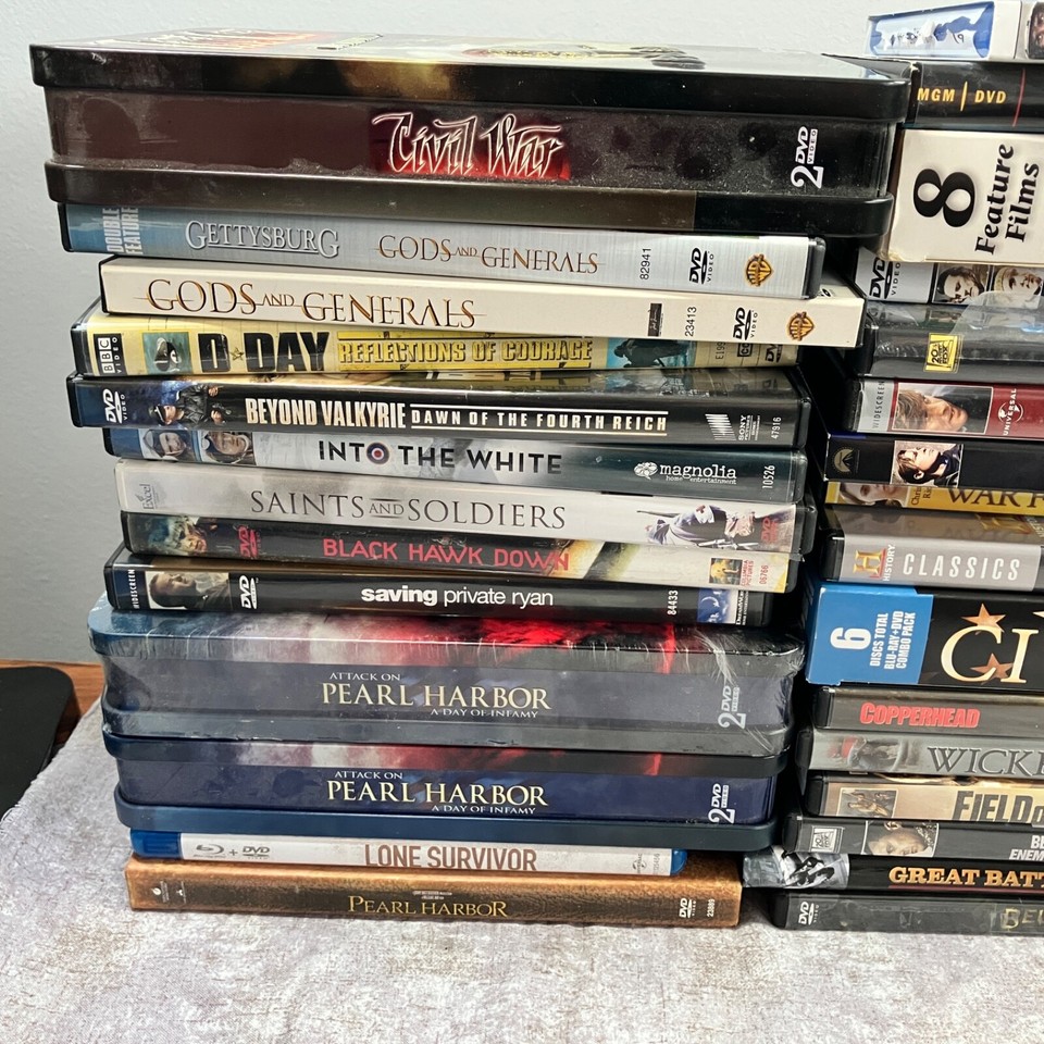 Large Lot of Military WWII War Themed DVDs BluRays Movies and ...