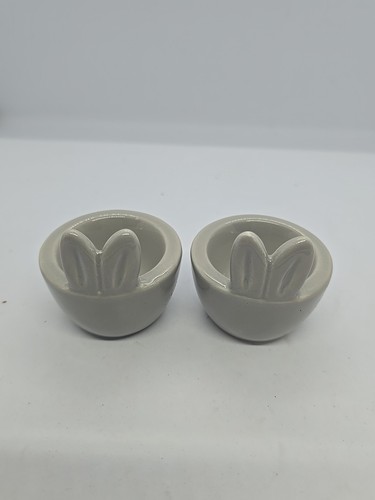 Set Of 2 Easter Egg Cups . Gray W/ Bunny Rabbit Ears. Cute Novelty Gift ...