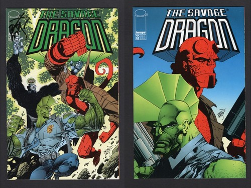 Savage Dragon #34 & #35 Hellboy Crossover #34 Signed Erik Larsen (No ...