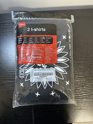 Supreme Hanes Bandana Tagless Tees (2 Pack) Black Large L T Supreme Hanes Bandana Tagless Tees (2 Pack) Black Large L T