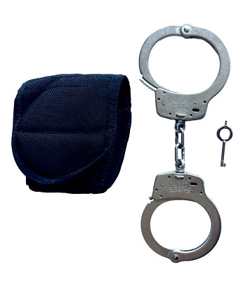 SMITH & WESSON M-100 STEEL DOUBLE LOCKING POLICE CHAIN HANDCUFFS WITH ...
