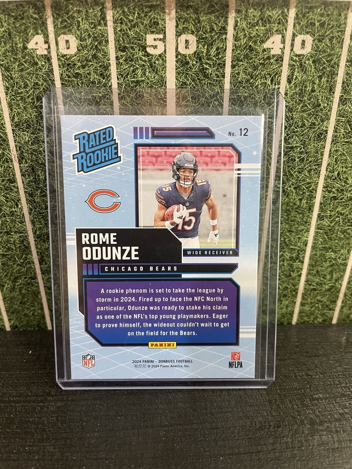 2024 Panini Donruss Rated Rookie Retro Blue Shock Rome Odunze #12 RC ...