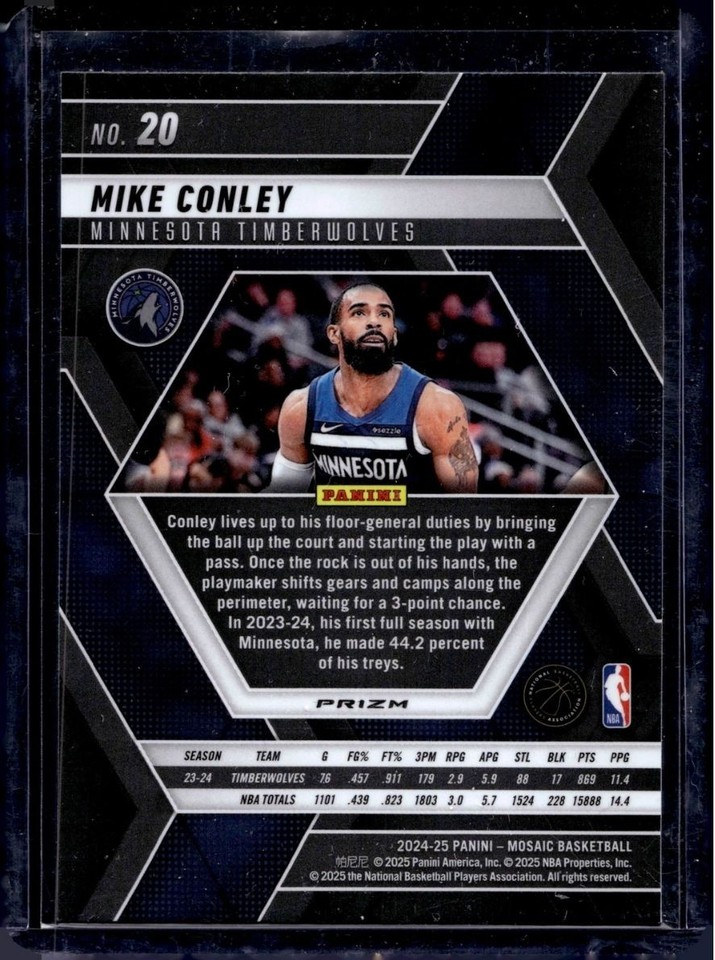 2024-25 Panini Mosaic #20 Mike Conley Reactive Blue Mosaic | eBay