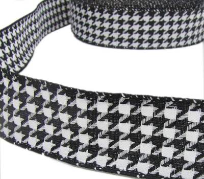 5 Yards Black White Houndstooth Herringbone Woven Wired Ribbon 1 1/2"W ...