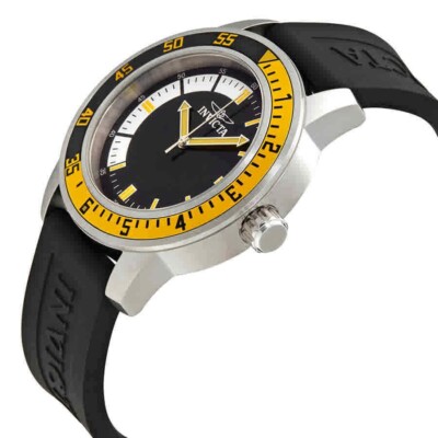 NEW Invicta Specialty 45mm Mens Black Dial Yellow Bezel SS Silicone ...