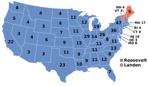 1936 US PRESIDENT ELECTION ELECTORAL COLLEGE MAP POSTER PICTURE PHOTO ...