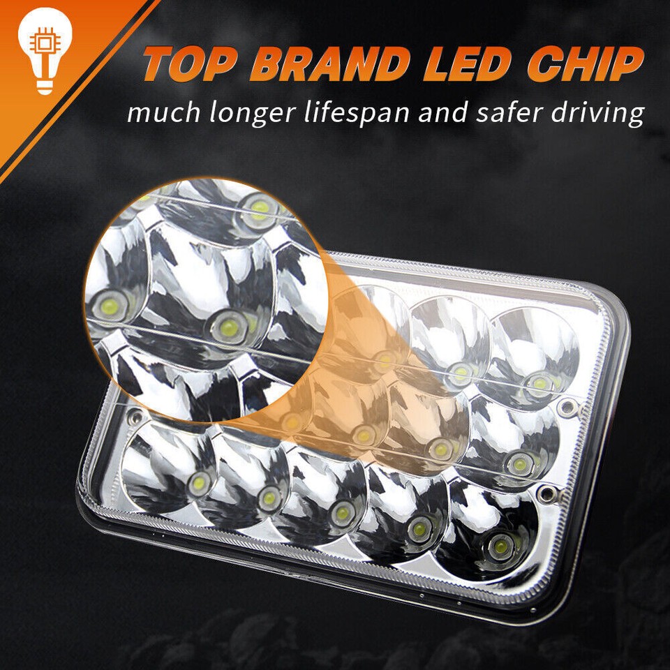 4Pcs 4X6" LED Headlights Hi/Lo Beam DRL For Pontiac Trans Am 1998 2000 ...