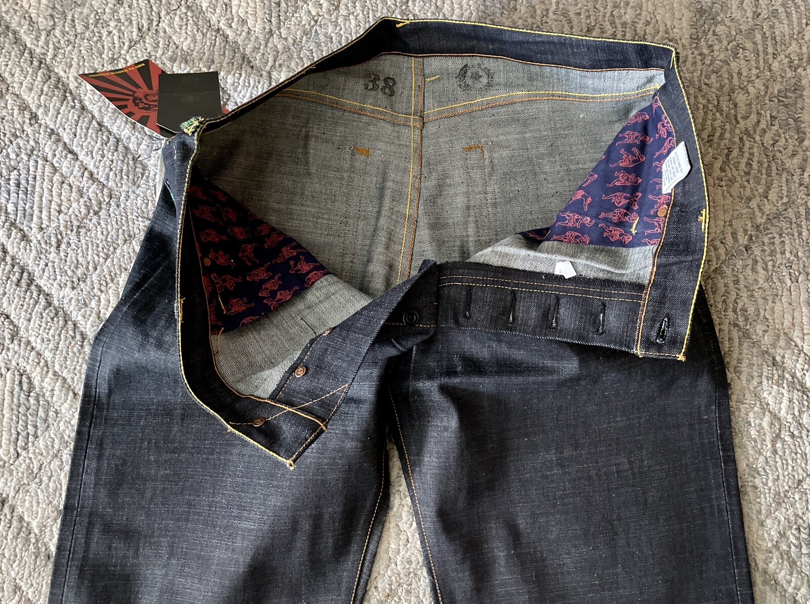 $350 AKASARU DRAGON MASK TATTOO GOOD EVIL JAPANESE REDLINE SELVEDGE ...