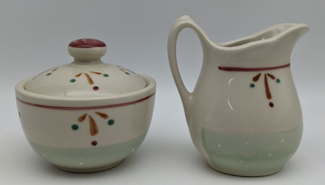 Vintage Hartstone Pottery USA Creamer And Sugar Bowl With Lid Set | eBay