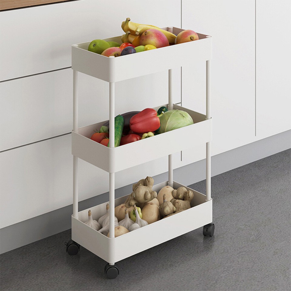 Slide Out Kitchen Trolley Rack Holder Slim Storage Shelf Bathroom ...