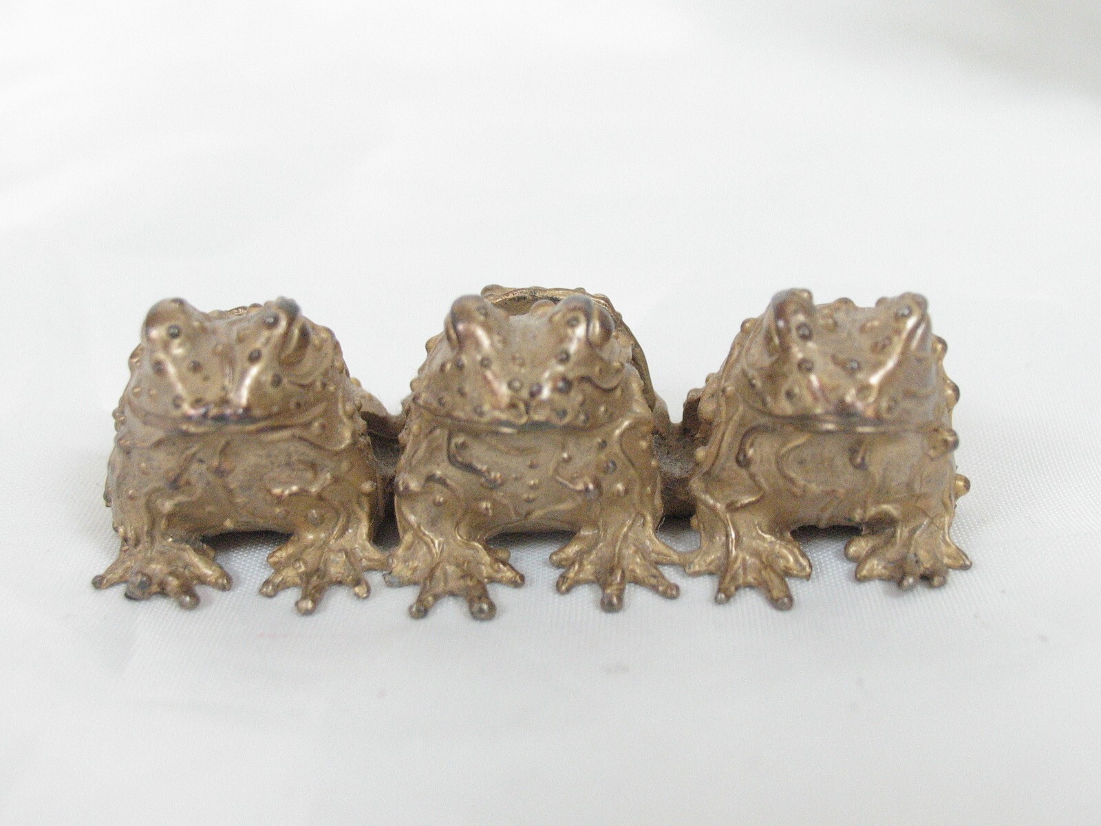 KAREN CALLAN SIGNED HEAVY BRASS TRIPPLE FROG TOAD BUSINESS CARD HOLDER ...