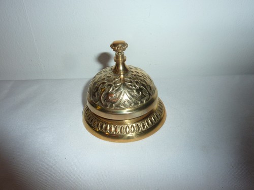Vtg Ornate Solid Brass Hotel Service Desk Bell Victorian Style ...