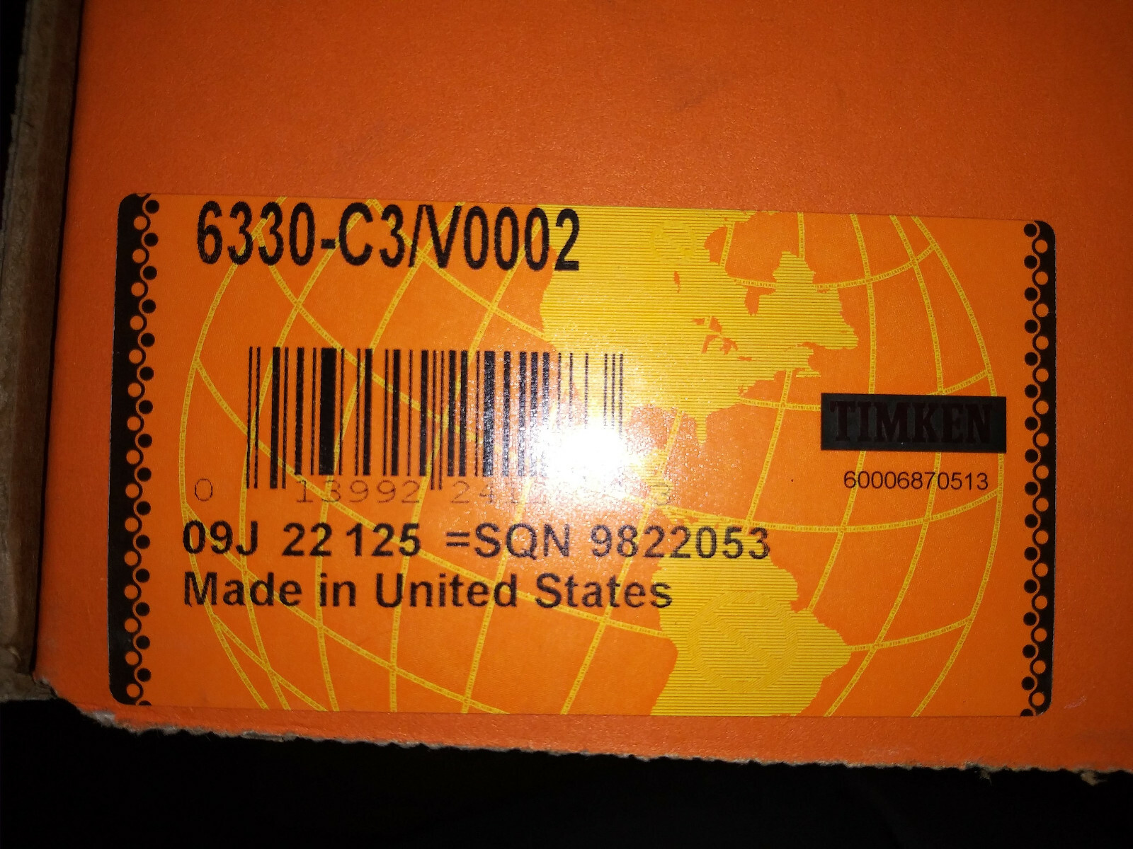 1 NEW TIMKEN 6330-C3/V0002 SINGLE ROW BALL BEARING NIB ***MAKE OFFER ...