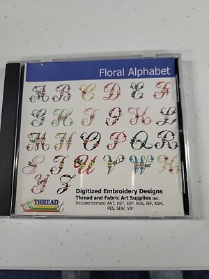 Thread Art Floral Alphabet Embroidery CD | eBay