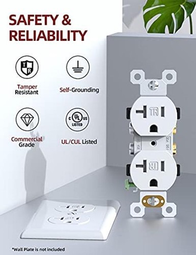 AIDA Duplex Electrical Receptacle Outlets, 20Amp 125V Assorted Colors ...