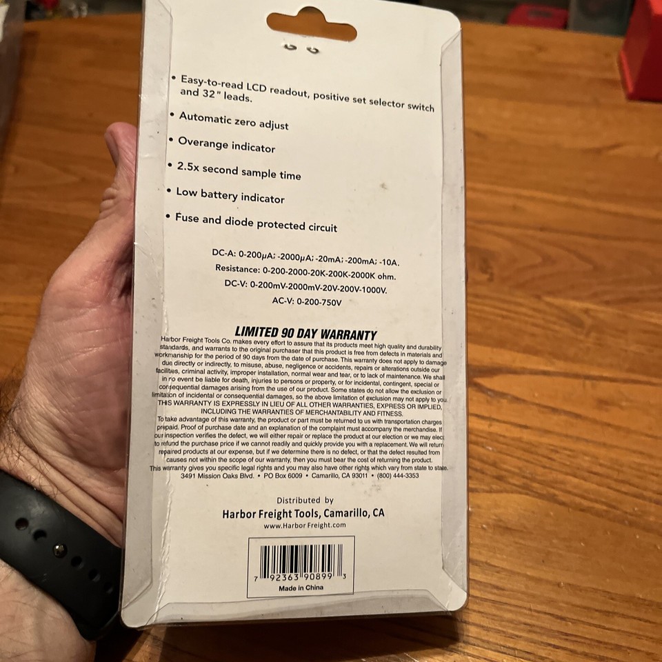 Cen-Tech 7 Function Digital Multimeter 90899 Battery Tester Voltage 10 ...