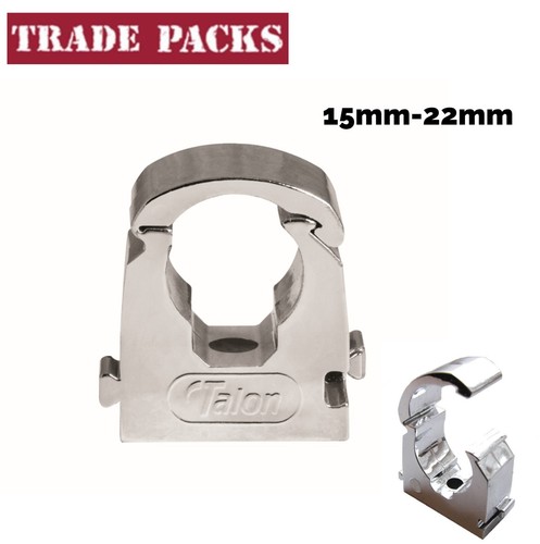 15mm 22mm Talon Chrome Effect Single Hinged Pipe Clips Copper Plastic ...