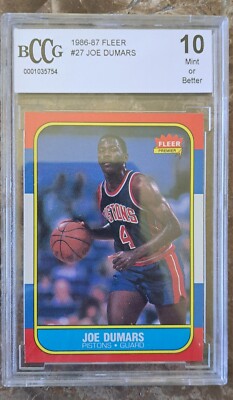 1986 FLEER BASKETBALL JOE DUMARS ROOKIE #27 BCCG 10 BECKETT Free Fast ...