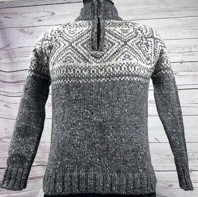 INIS CRAFTS IRELAND 100% Wool Gray Zipper Sweater Top Women's Medium | eBay
