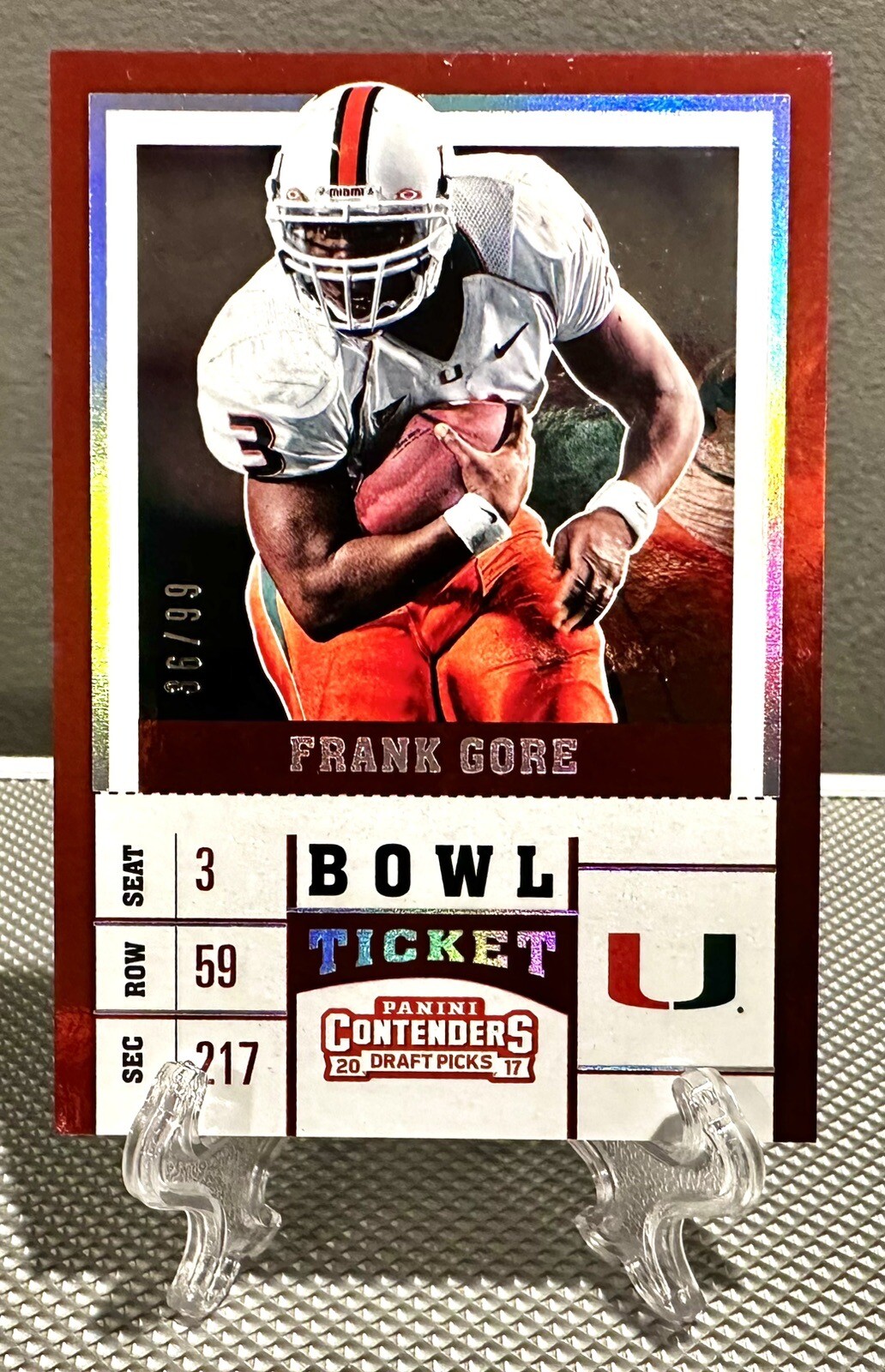 2017 Contenders Draft FRANK GORE #/99 Bowl Ticket Mirror Prizm SP🔥Miami ...