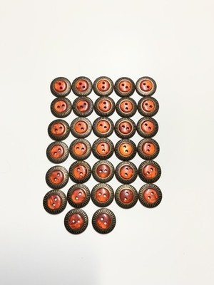 Vintage buttons (52) burnt orange incased in a metal edge two hole | eBay