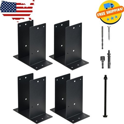 Heavy Duty Steel Post Base, 4''x4'' (Internal 3.5"x3.5"), Concrete Post ...