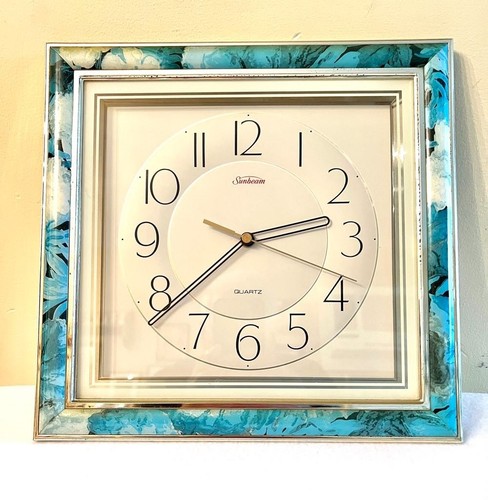 Vintage 1960s/1970s Sunbeam Quartz Wall Clock / Blue,Green and Black ...
