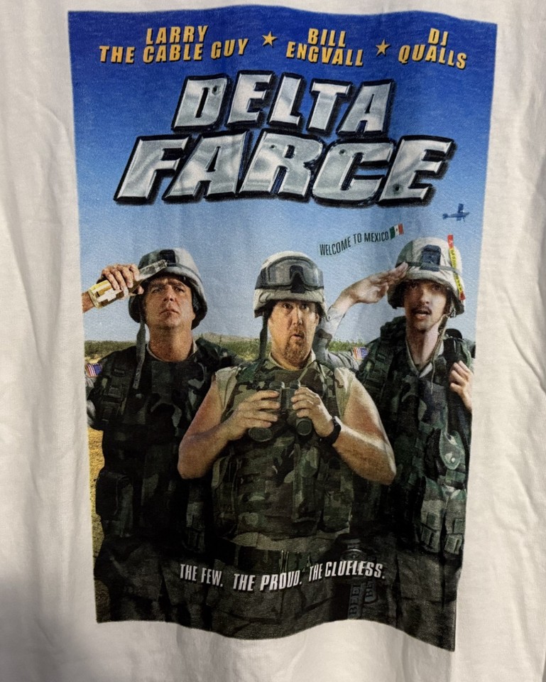 DELTA FARCE MOVIE PROMO T-SHIRT 2007 LARRY THE CABLE GUY/THE FEW PROUD CLUELESS | eBay