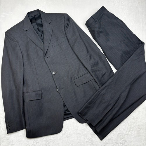 Banana Republic 2 Piece Suit Mens 38R/32W Gray Wool Striped Blazer ...