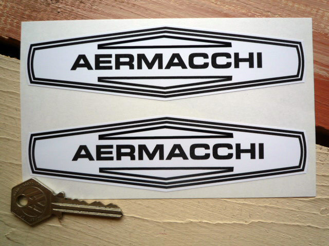 AERMACCHI Black& White Classic Motorcycle Stickers 155mm Pair Sprint ...