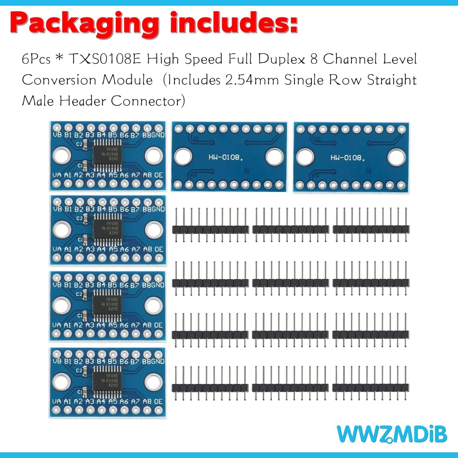 8 Channel 6Pcs TXS0108E Logic Level Shifter 3.3v 5v High Speed Full ...
