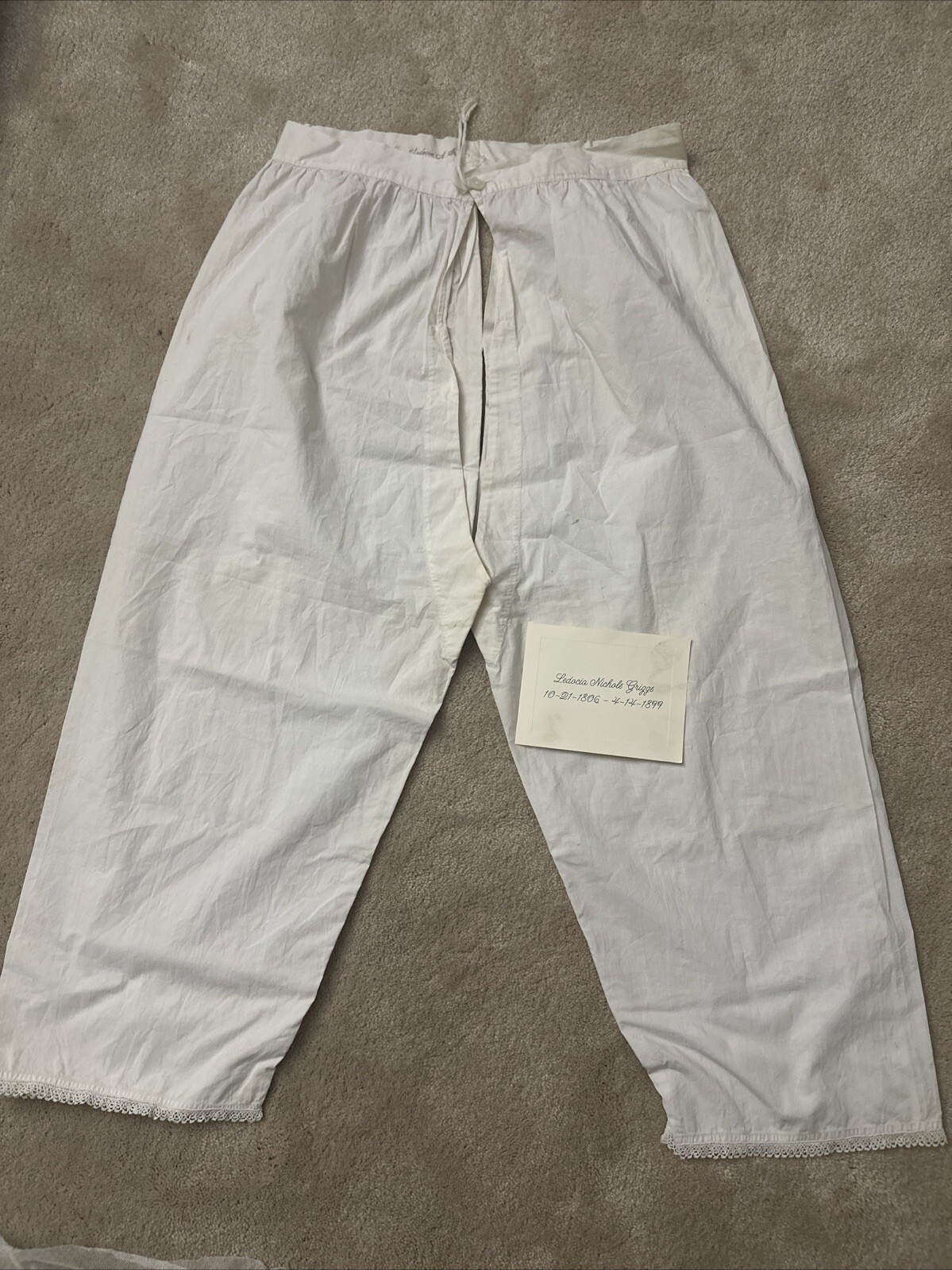 Antique 1880s white cotton split drawer pantaloons bl… - Gem