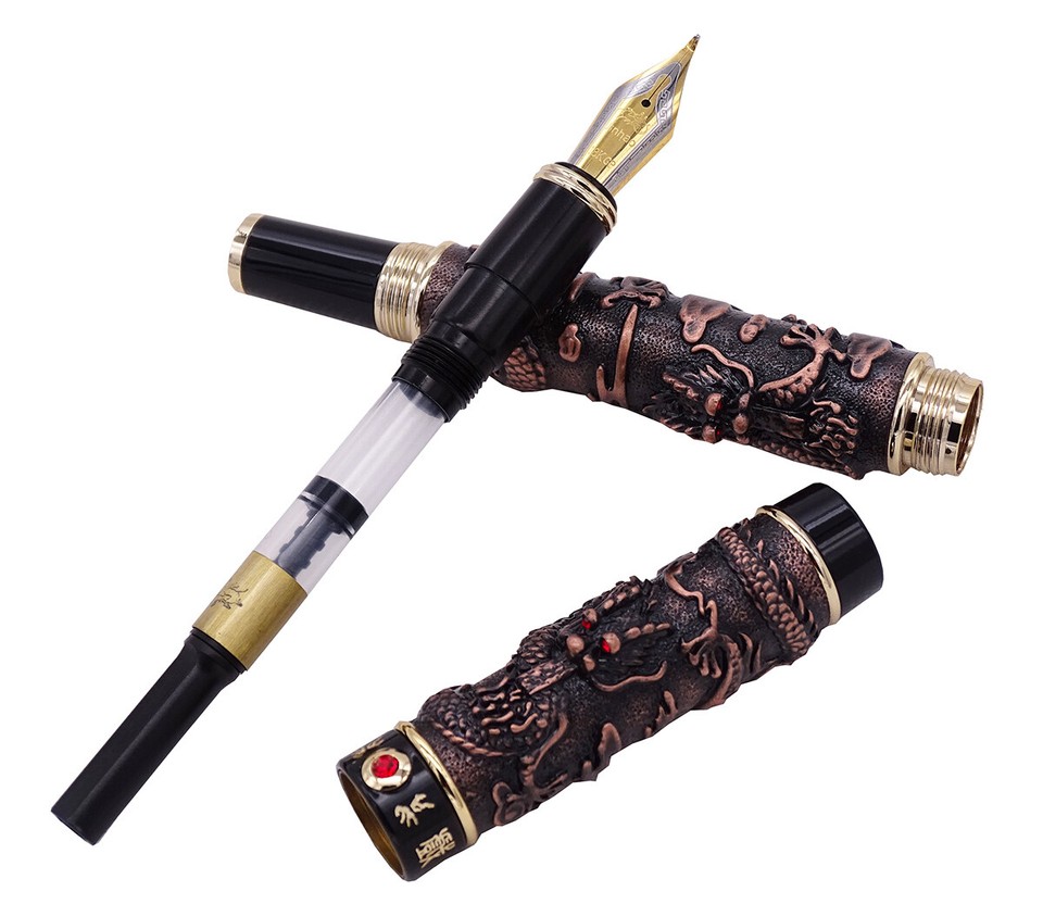 Jinhao Metal Calligraphy Pen Fountain Pen Vintage Double Dragon ...