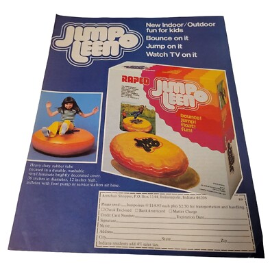 Vtg 70's Jump O Leen Print AD 1979 Rapco Johnny Bounce Inflatable Tube ...
