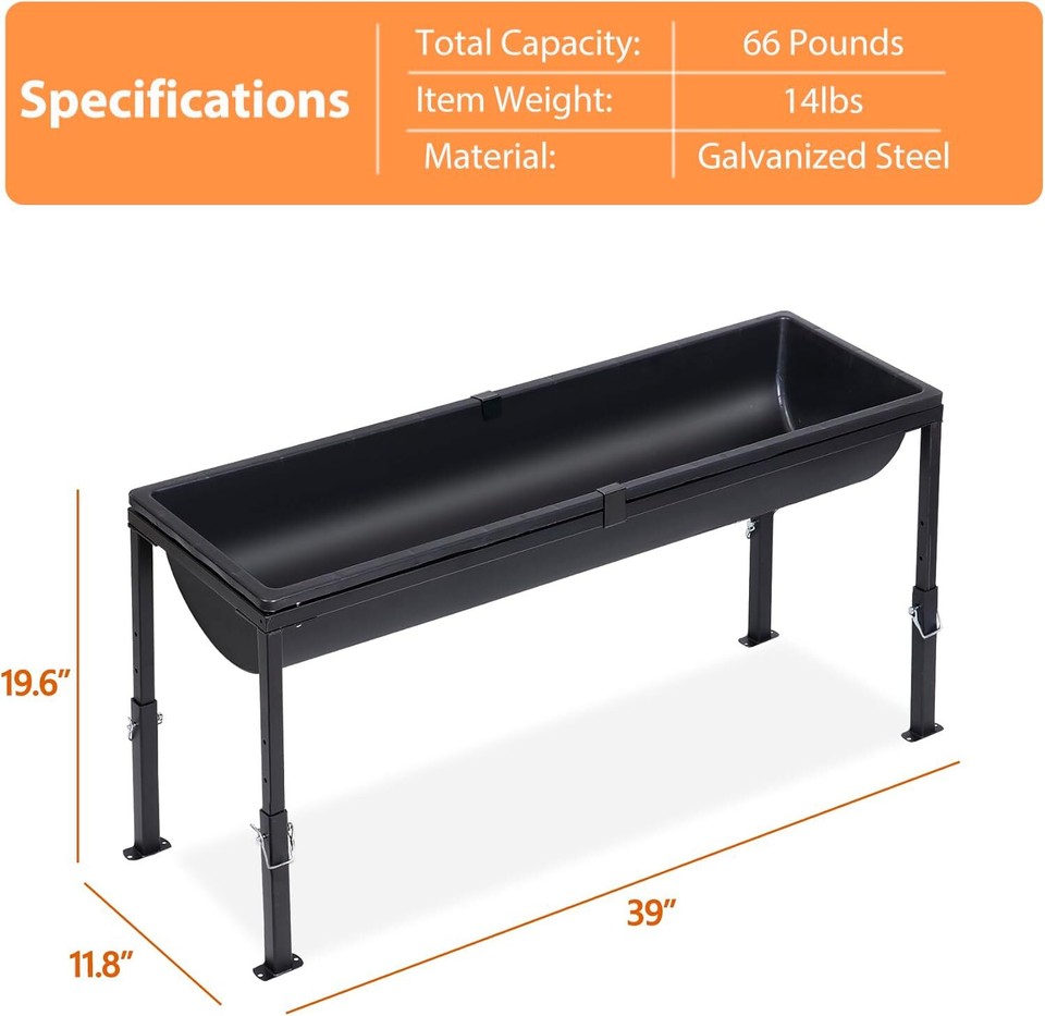 Livestock Water Trough, 39" Long Livestock Feeding Trough with ...
